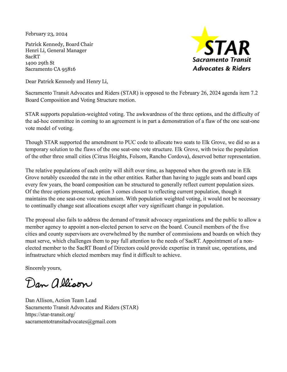 STAR opposes SacRT board voting proposal – Sacramento Transit Advocates ...